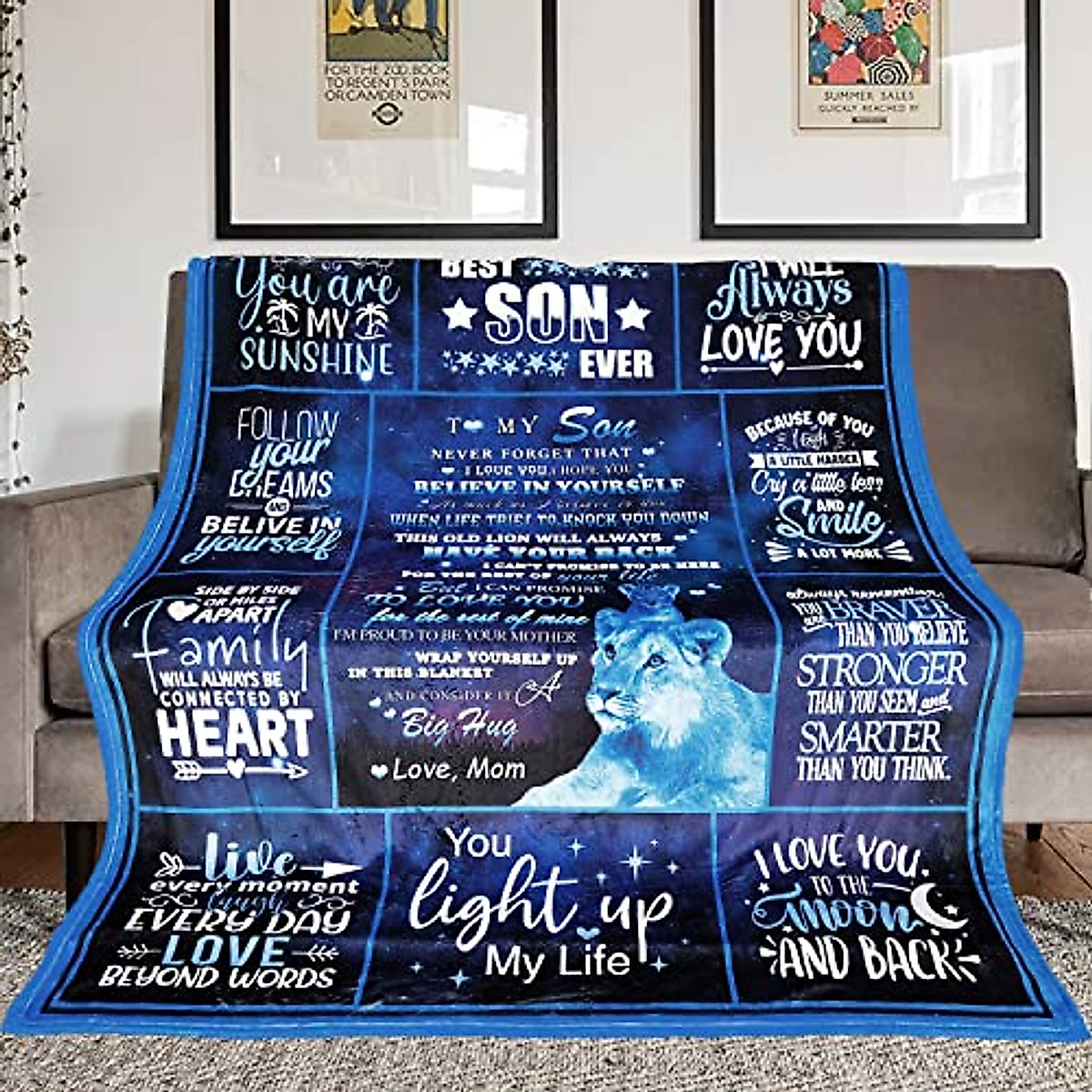 Dulkjio Gifts for Son from Mom, to My Son Blanket from Mom, Son Gifts from Mom, Birthday Gifts for Son, Son Graduation Gift Ideas, Son Birthday Gifts Soft Flannel Throw Blanket 50"X60"
