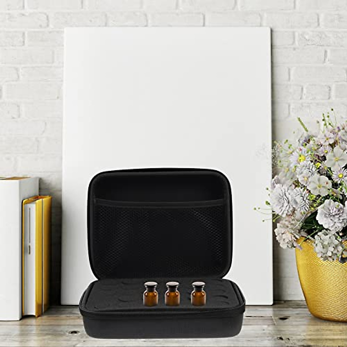 SEWACC Essential Oil Storage Case Travel Carrying Holder Art Craft Organizer Bag for 5ml 10ml 15ml Essential Oil Bottles Black