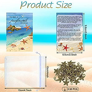 180 Pcs Starfish Story Gifts Mini Keepsake Appreciation Notecards Set Christmas Employee Appreciation Gifts Drawstring Bags and Starfish Charms for Teachers Women Men (Stylish Style)