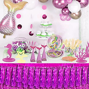 4P Rose Red Foil Fringe Metallic Tassel Streamers Banner Tassel Garland for Parade Floats, Bachelorette, Wedding, Birthday, Halloween, Christmas, Bridal/Baby Shower Party Decorations