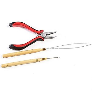 Neitsi 3pcs Kit for Micro Link Hair Feather Extensions: Pliers, Micro Pulling Needle, and Loop Threader