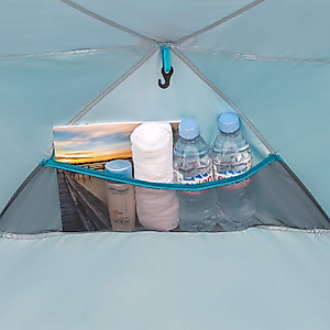 Easthills Outdoors Instant Shader Enhanced Deluxe XL Beach Tent Easy Set Up 4-6 Person Popup Sun Shelter 99" Wide for Family UPF 50+ Double Silver Coating with Extended Zippered Floor Pacific Blue