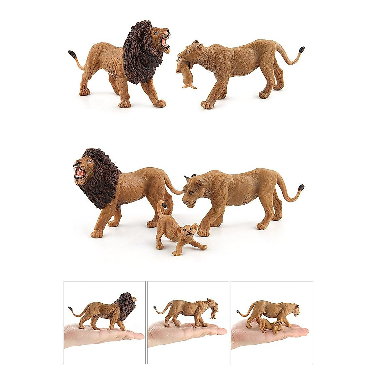 Warmtree Simulated Wild Animals Model Realistic Plastic Animal Action Figure for Collection (Lions Family)