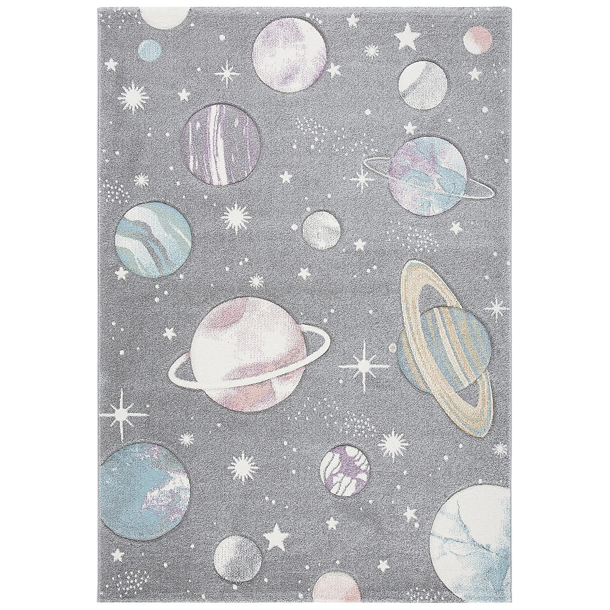 SAFAVIEH Carousel Kids Collection Area Rug - 6'7" x 9', Grey & Lavender, Non-Shedding & Easy Care, Ideal for High Traffic Areas for Boys & Girls in Playroom, Nursery, Bedroom (CRK103F)