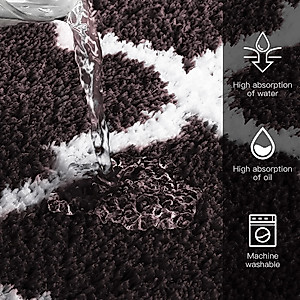 KMAT Kitchen Rugs and Mats [2 PCS] Super Absorbent Microfiber Kitchen Mat Non Slip Machine Washable Runner Carpets (Chocolate-17.3" x28+17.3"x47")