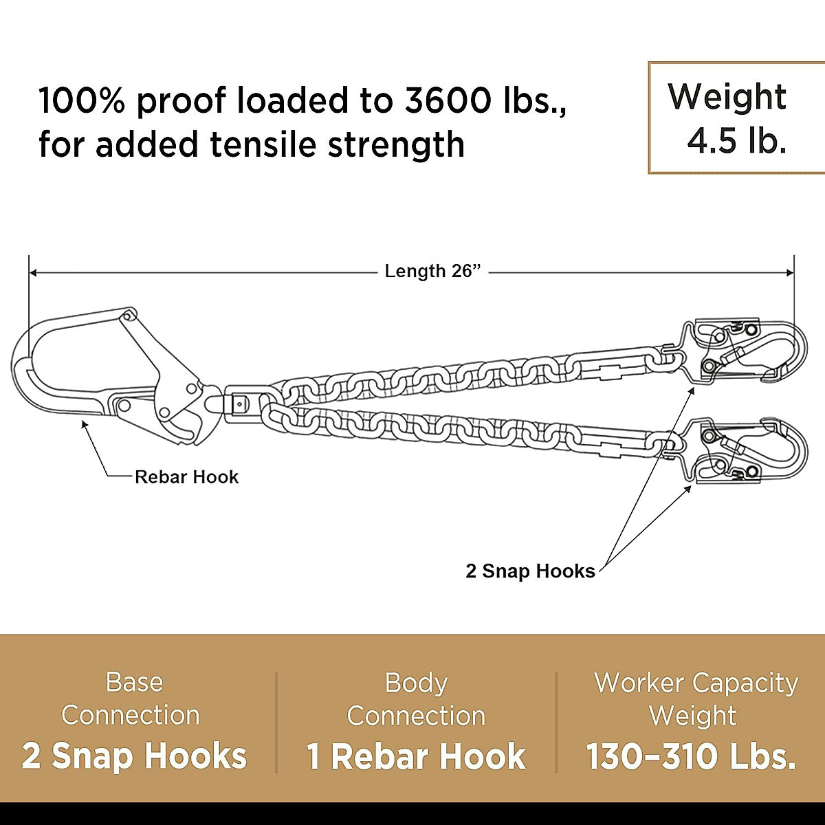AFP Rebar Positioning Chain Assembly with Swivel Hook (Aluminum)