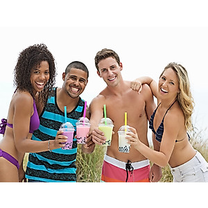 200 Pack Milkshake Plastic Straws, Multi Colors Jumbo Smoothie Straws, Lndividual package, for Bubble Tea and Milkshake.