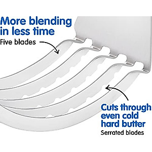 PASTRY QUEEN Pastry Cutter, Perfect Flaky Pie Crust, Dishwasher Safe Dough Blender, Easy Grip Handle & Stainless Steel Blades