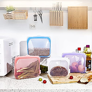 INKBIRD Reusable Silicone Bags for Food Storage Bundle 4-Pack, BPA Free Food Grade Meal Prep Food Storage Containers Set, for Lunch, Travel, Freezer, Oven, Microwave, Dishwasher Safe, Leakproof