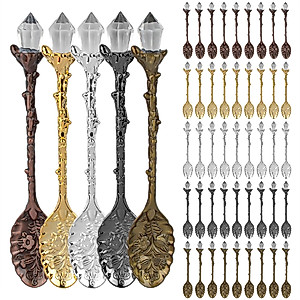 Framendino, 50 Pack Retro Coffee Spoons Vintage Crystal Alloy Tea Spoons for Home Kitchen Office