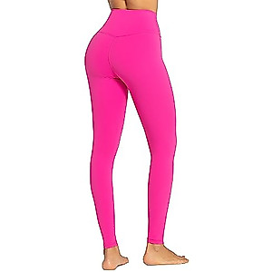 Sunzel Workout Leggings for Women, Squat Proof High Waisted Yoga Pants 4 Way Stretch, Buttery Soft, Hot Pink, Small
