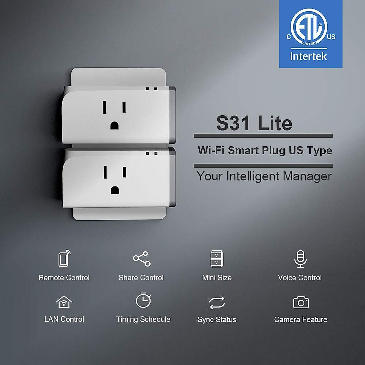 SONOFF S31 Lite 15A WiFi Smart Plug ETL Certified, Smart Outlet Socket, Works with Alexa & Google Home Assistant, IFTTT Supporting, No Hub Required, 2.4 Ghz WiFi Only 1-Pack