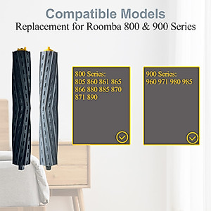 Zengerent 2 Sets Roller Brushes Replacement Compatible with iRobot Roomba 800 900 Series, Dual Multi-Surface Rubber Brushes Roomba Replacement Accessory for Irobot Roomba Vacuum Cleaner