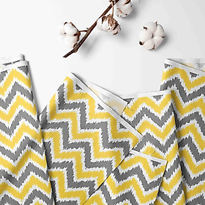 Bacati Ikat Zigzag Crib Fitted Sheet, Grey/Yellow