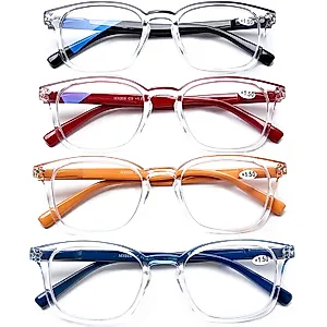 AQWANO Computer Reading Glasses Blue Light Blocking, Quality Clear Readers for Women Men Anti Glare Filter UV Ray Filter with Spring Hinge, 2.0