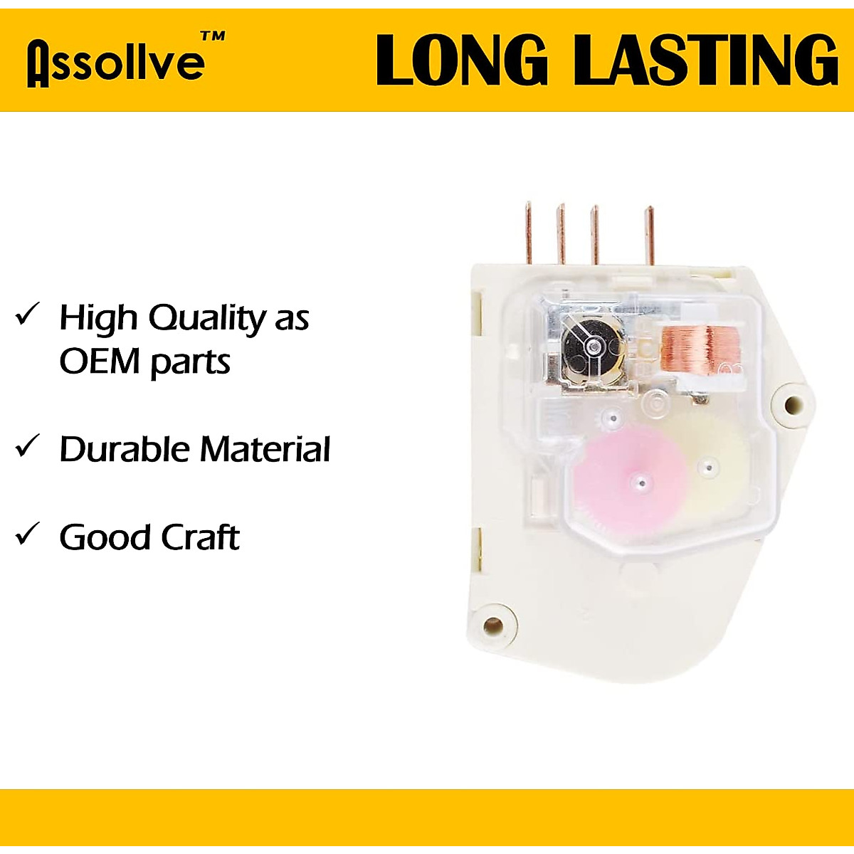 Assollve 2 PACKS 215846602 Refrigerator Defrost Timer Replacement Part Compatible with 215846606 240371001 241621501 AP2111929 PS423801 and more