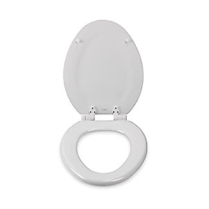 Croydex WL800722AZH Stick Tight No More Movement Sticky Grip Pad Technology Elongated, Soft Close and Quick Release, White, Molded Wood Toilet Seat