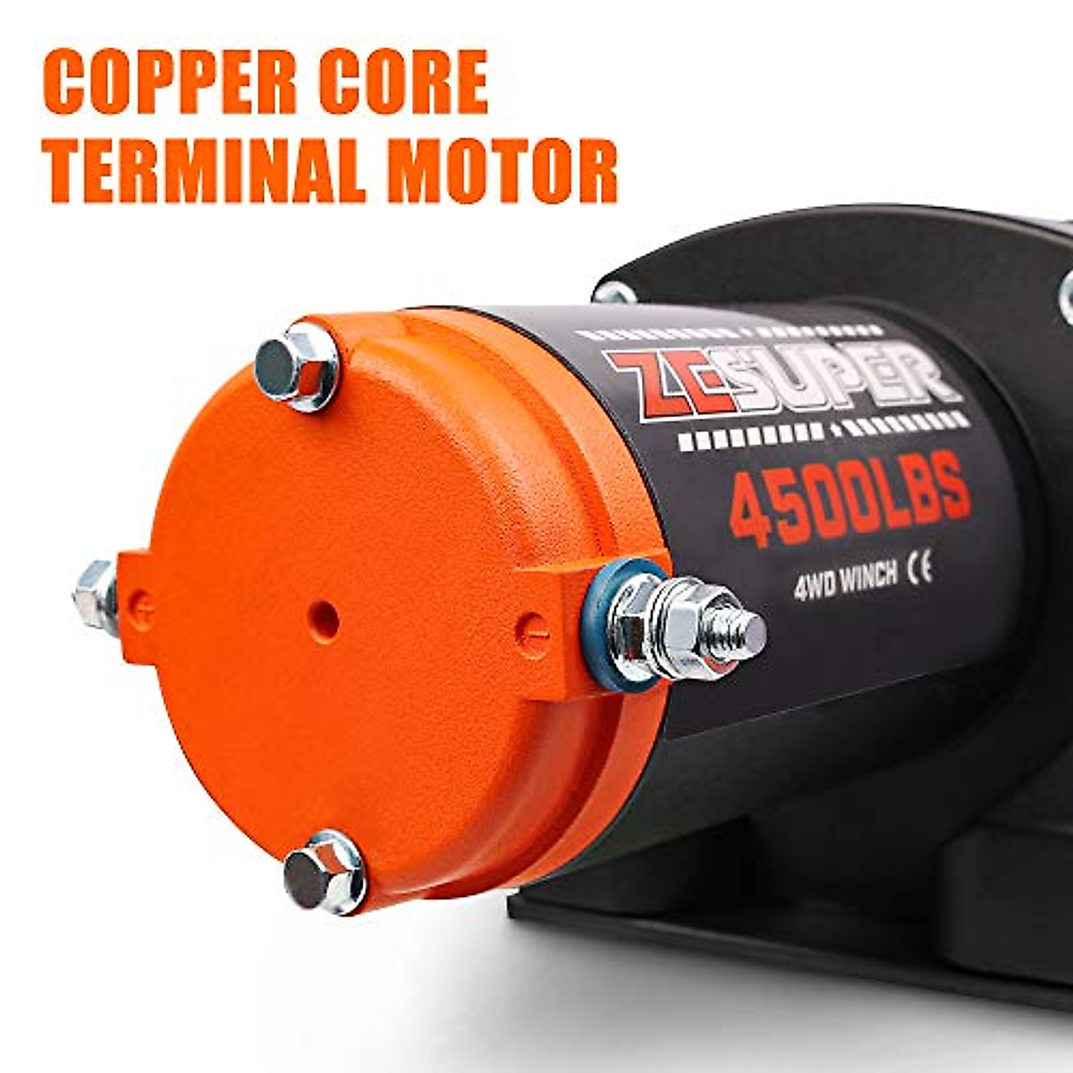 ZESUPER 4500-lb Waterproof Winch Waterproof IP67 Electric Winch with Hawse Fairlead, with Both Wireless Handheld Remote (Steel Cable)