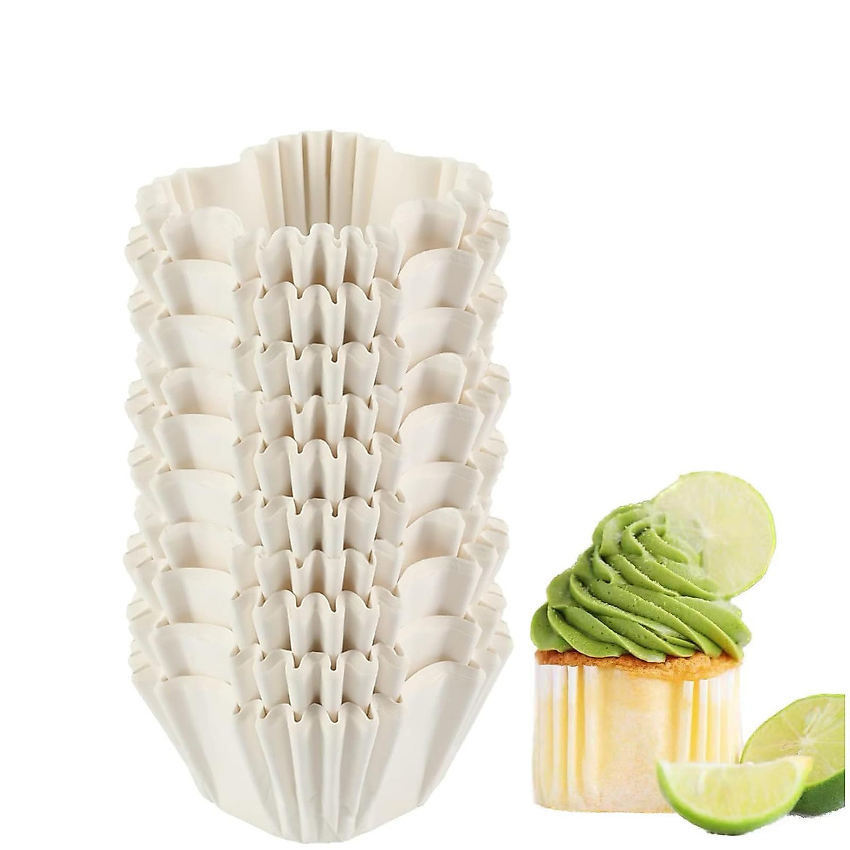 CHEFMADE Square Cupcake Liners - 300 Count, Non-Stick White Paper Liners for Baking Candy and Cupcakes, Food-Grade Standard Size Square Baking Cups