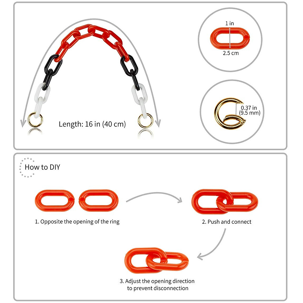 Allzedream Resin Purse Strap Acrylic Handbag Chain Replacement Shouder Bag (16in, Cool)