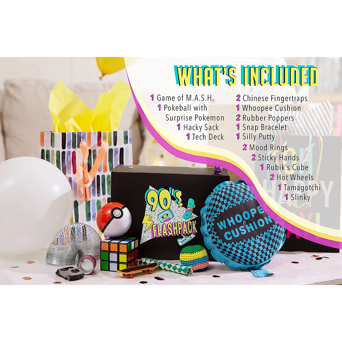 90's Flashpack | Flashback to All of Your Favorite Toys from The 1990s with This Fun Nostalgia Gift Box | Perfect Retro Nineties Present for Adults, College Students, Men, Women, Kids, and Teens