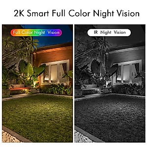 Menggood Wireless Security Camera 2 Pack, 2K HD Cameras for Home Security with Color Night Vision, 2-Way Audio, AI Motion Detection, Siren Alarm Security Camera Work with Alexa-Black