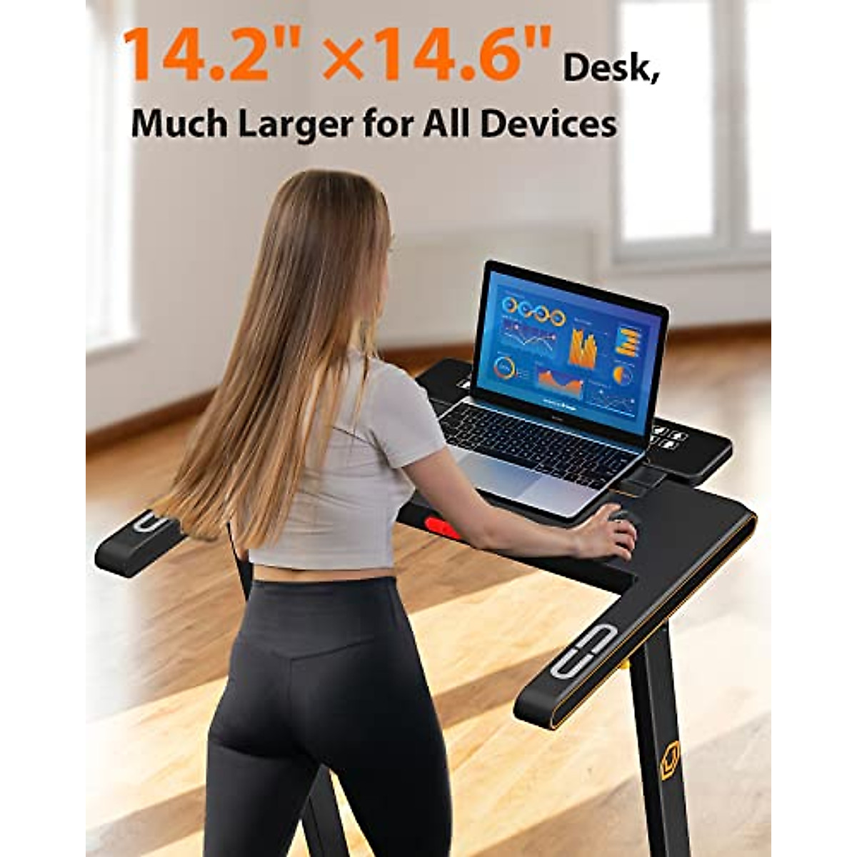 UREVO Portable Folding Treadmills for Home, Max 3.0 HP Running Walking Treadmill with 12 Pre Set Programs and Wider Tread Belt, Adjustable Display, Pause Detection