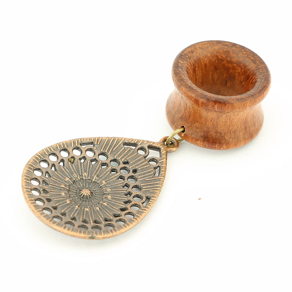 Balala 0G 8mm Bohemian Teardrop Wood Dangle Ear Gauges Piercing Flesh Tunnels Plugs Statement Earrings, Brown, BA161-8