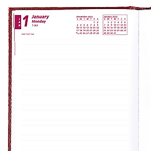 Brownline 2024 Traditional Daily/Monthly Planner, Untimed Journal, 12 Months, January to December, Perfect Binding, 8.25" x 5.75", Bright Red (CB389.RED-24)