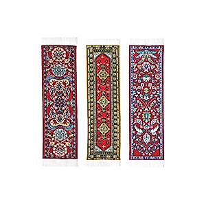 Oriental Carpet Bookmarks - Antique Red Collection - 3 designs - Beautiful, Elegant, Woven Cloth Bookmarks! Best Gifts & Stocking Stuffers for Men,Women,Teachers & Librarians!