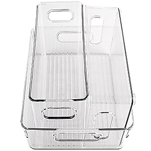 Beilay Kitchen Refrigerator Cabinet or Pantry Storage Organizer Bin with Handles for Breast Milk, Pouches, Jars, Bottles, Formula, Juice Boxes A3