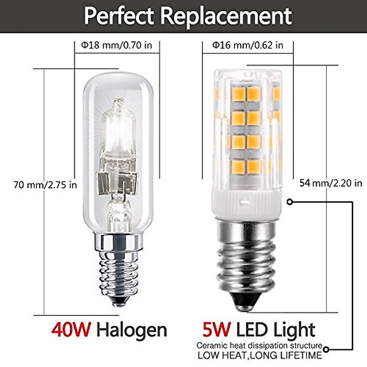 Vlio E14 5W LED Light Bulb 10 Pack, Cool White 6000K, 40W Incandescent Bulb Equivalent, 400LM 52 LED 2835-SMD Light, Not Dimmable, AC110V