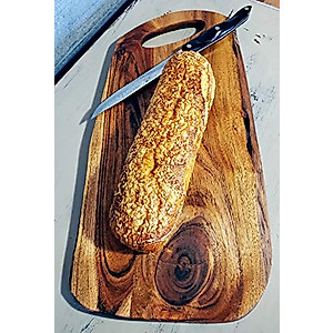 FEATHERLEE - Premium Natural Live Edge Acacia Serving Cutting Charcuterie Board With Round Handle