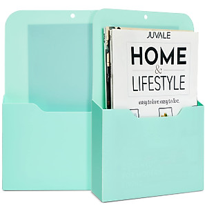 Okuna Outpost 2 Pack Mint Magnetic File Holder, Wall File Folder Organizer for Refrigerator, Cabinets, Magazines, Mail, Paper, Letters, Office Supplies (10 x 13 In)