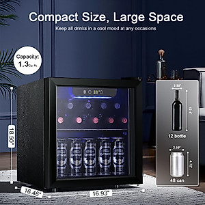 Antarctic Star 12 Bottle Wine Cellar - Mini Beverage Fridge for Wine, 48 Can Small Wine Cooler for Home and Bar, Electronic Temperature Knob Control, 1.3 Cu. Ft.