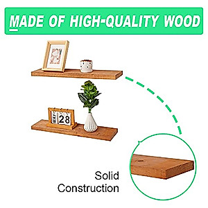 Coral Flower Floating Shelves Rustic Wood Wall Shelf Handmade, Set of 2