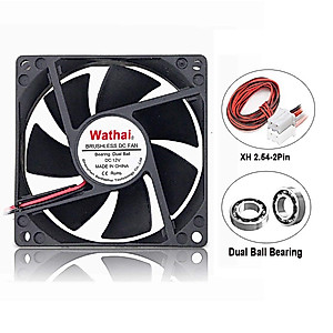 Wathai 80mm x 25mm DC Brushless Case Cooling Fan 12V 0.35A Ball Bearing 4500RPM High Speed