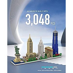 dOvOb Architecture New York Skyline Micro Mini Blocks Building Set, 3048 Pieces Bricks,3D Puzzle Collection Model Kit as Gift for Adults or Kids
