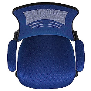 Flash Furniture Kelista Mid-Back Swivel Office Chair with Adjustable Seat Height, Ergonomic Mesh Desk Chair with Flip-Up Armrests, Blue