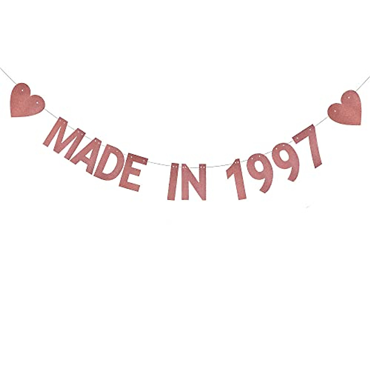 XIAOLUOLY Rose Gold Glitter Banner,Pre-Strung,Funny 26th Birthday Party Decorations Bunting Sign Backdrops,Made In 1997