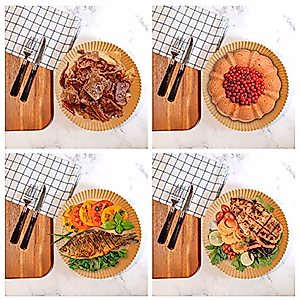 Floating Mekong Round Air Fryer Parchment Sheets Disposable | 8"-9.5" 5-8qt 100pc Large Round Paper Air Fryer Basket |Nonstick |Oven | Microwave | Wood Pulp|Heat resistant|Airfryer Liner Eco Friendly