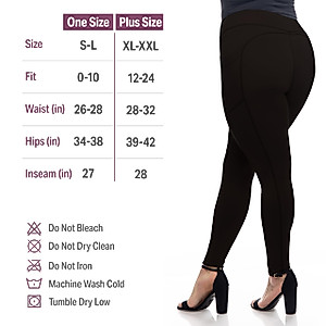 SATINA High Waisted Leggings for Women - Capri, Full Length Compression Leggings with Pockets - Buttery Soft, Tummy Control Black Workout Leggings - Plus Size Yoga Pants Women