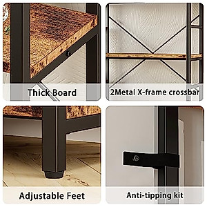 IRONCK Industrial Bookcases and Bookshelves, 5-Tiers Corner Bookcase with Curved Panels, L Shaped Shelf with Metal Frame for Open Storage for Living Room Home Office