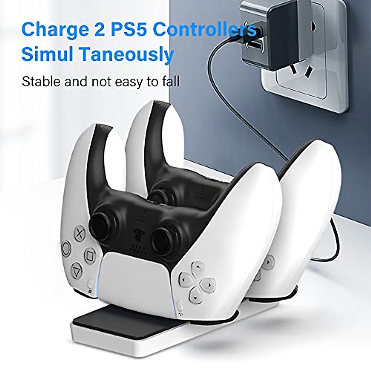 Davitu Electronics Video Games Replacement Parts - DOBE PS5 Dual Charging Dock for Sony Playstation 5 Wireless Controller Port Joystick Gamepad Fast Charger Stand Charging Base - (TP5-0505)