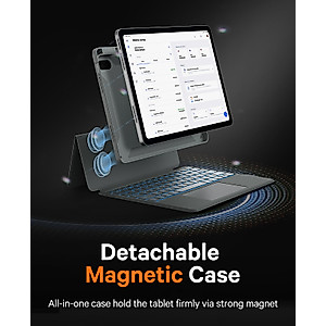 CHESONA Rugged Keyboard Case for iPad 10th Generation, Magnetic Detachable, Smart Trackpad, 15°-180° Adjustable Stand, Portrait/Landscape Dual Mode, Backlit Keyboard for iPad 10th 10.9” 2022, Gray
