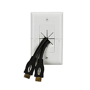DATA COMM Electronics 45-0017-WH Split Style TV Plate with Flexible AV/HDMI Cable Pass-Through - White