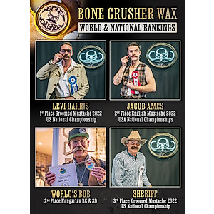Mustache Wax Extra Strong Hold | 1oz Bone Crusher Moustache & Beard Wax Tin | Grooming For Men | Perfect For Dali Curly English Handlebar Mustaches By Death Grip | Heat Source Required