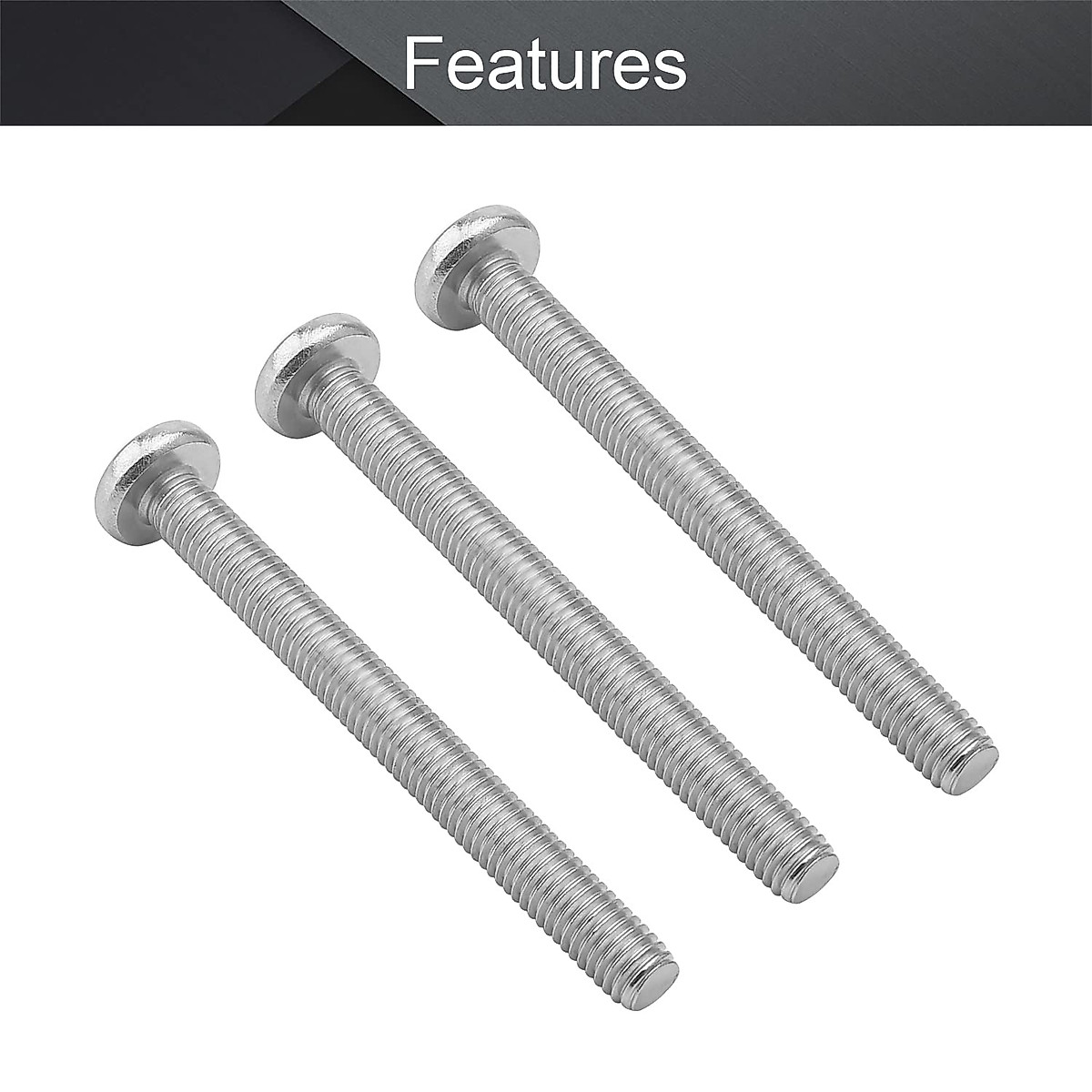 MroMax 3Pcs M8 x 80mm Pan Head Phillips Machine Screws, 304 Stainless Steel 18-8, Fully Thread, Metric Silver Gray Cross Head Screws Bolts