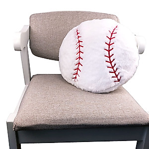 CHORONMO Baseball Pillow Fluffy Baseball Plush Pillow Baseball Throw Pillow Soft Stuffed Baseball Plush Pillow Toy Durable Round Baseball Shaped Pillow Sport Toys Gift for Kids Room Decor
