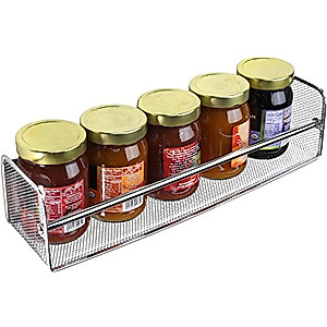 DecoBros 2 Pack Wall Mount Single Tier Mesh Spice Rack, Chrome
